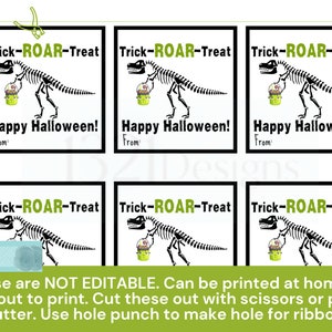 Printable Dinosaur Halloween Tags Dinosaur Skeleton Gift - Etsy