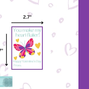 Butterfly Valentine's Day Cards, Printable Instant Download, Preschool ...