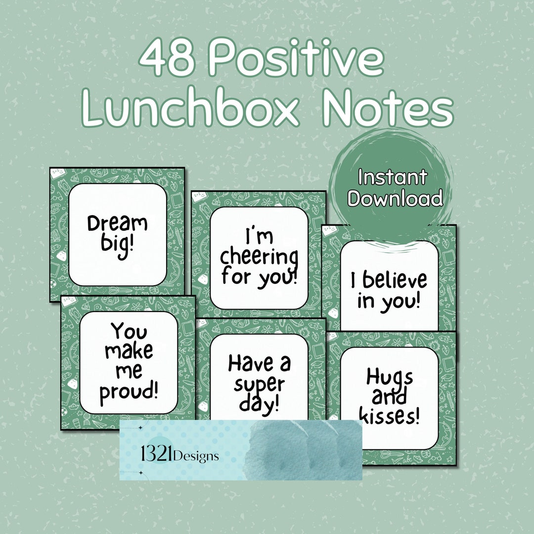 Lunch Box Notes Printable, Lunch Notes for Kids, Kids Lunch Notes ...