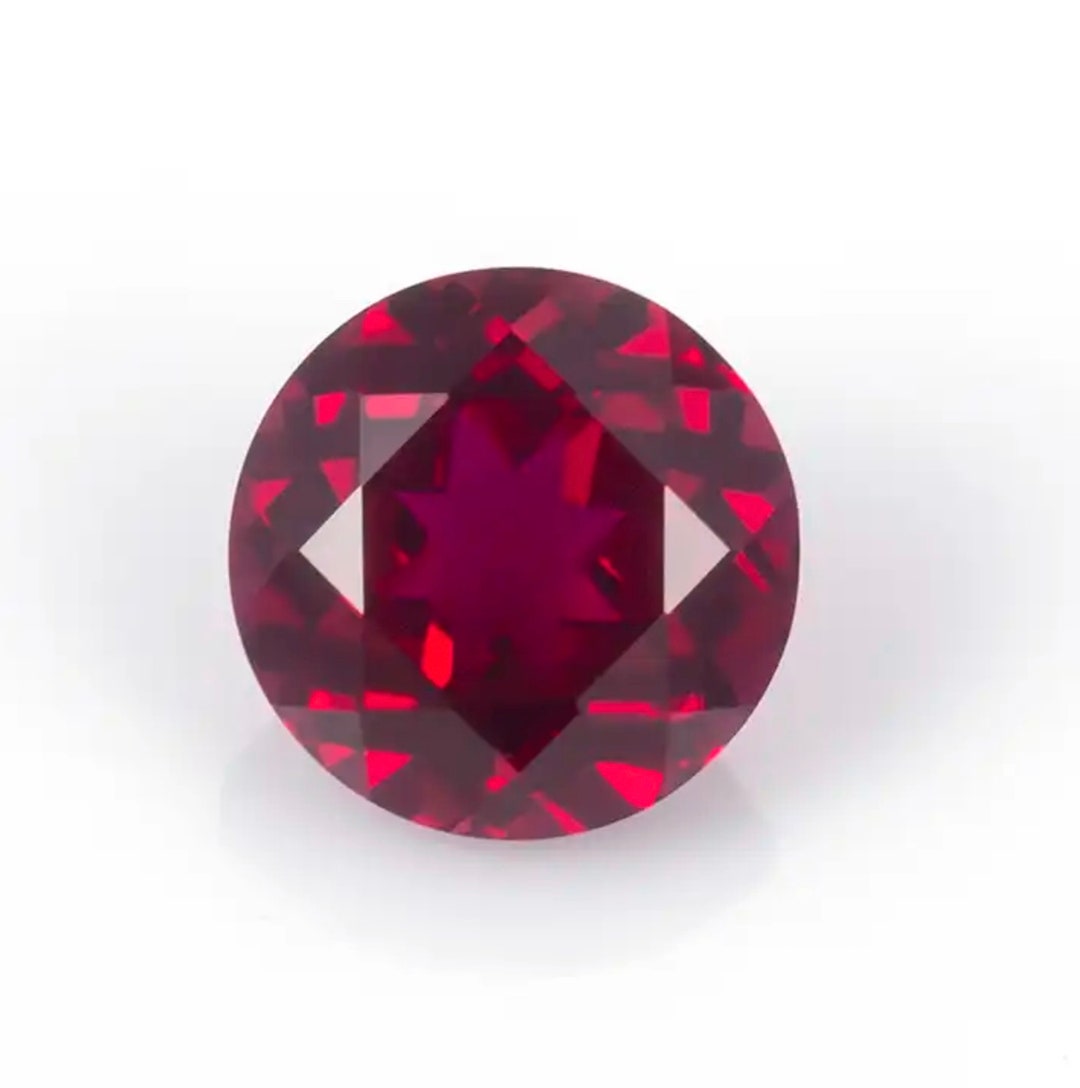 Lab Created Ruby Corundum Pigeon Blood Round Faceted AAA Loose ...
