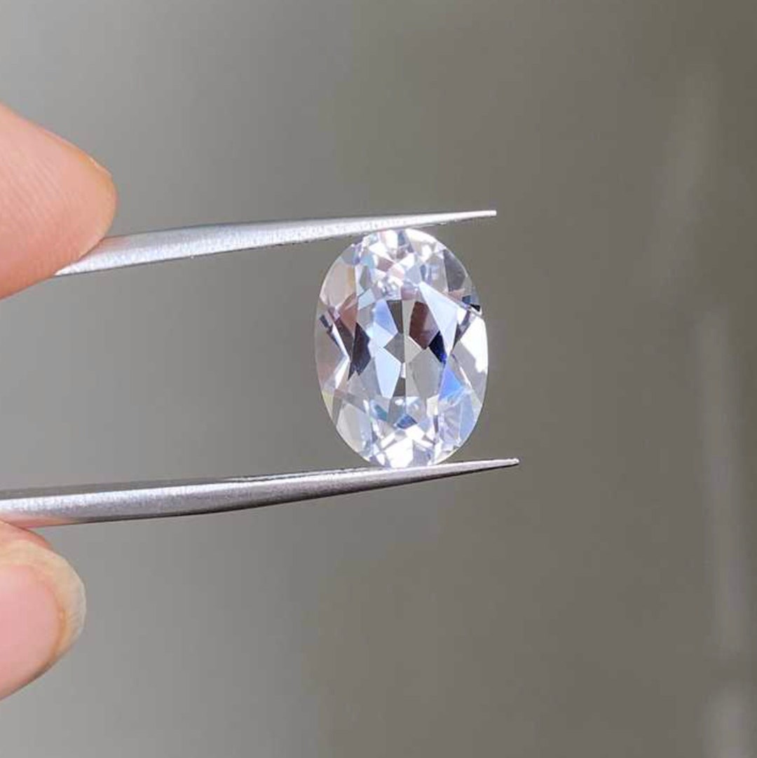 Lab Created White Sapphire Corundum Oval Faceted Aaa Loose Gemstones