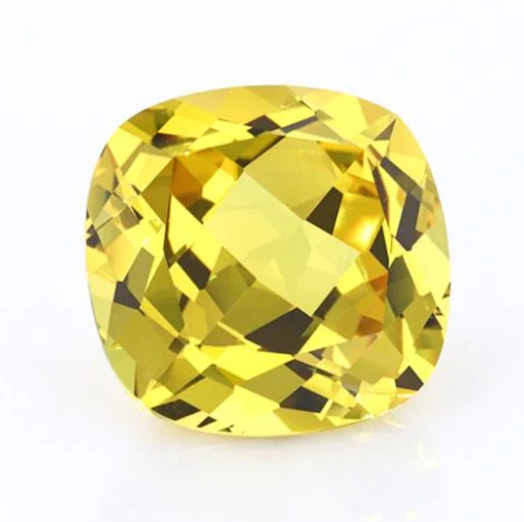 Lab Created Yellow Sapphire Corundum Cushion Faceted Loose Gemstones ...