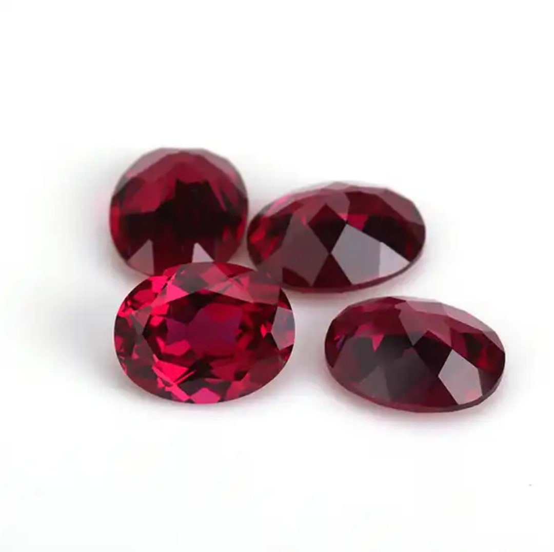 Lab Created Ruby Corundum Pigeon Blood Oval Faceted AAA Loose Gemstones ...