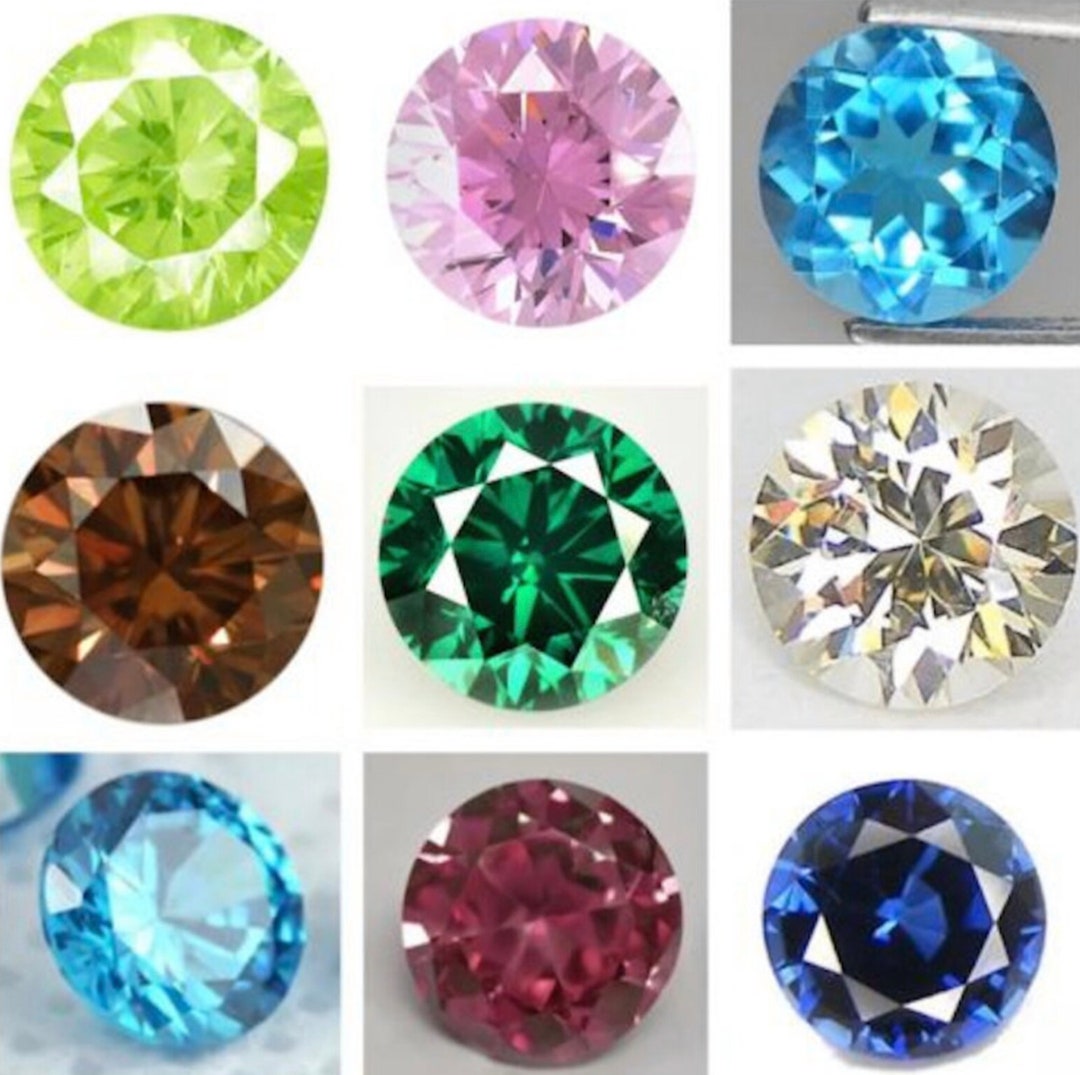 Cubic Zirconia Special Colors Mixed Colors Lot Round Faceted AAA Loose ...