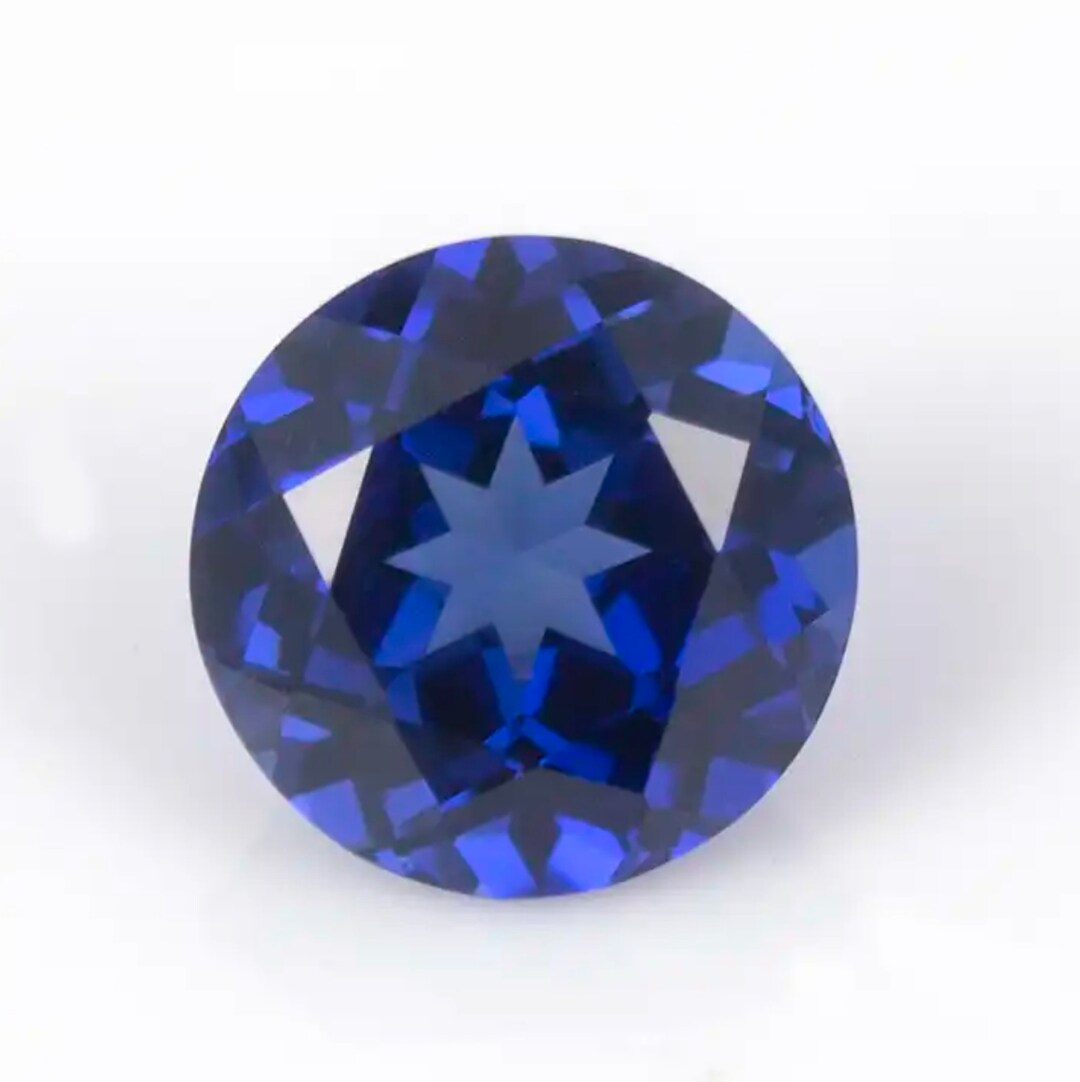 Lab Created Blue Sapphire Corundum Round Faceted AAA Loose Gemstones ...