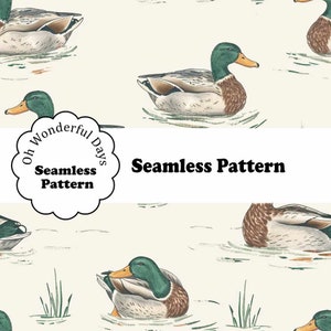Mallard Duck in Pond Seamless Pattern Digital Repeating Sublimation ...