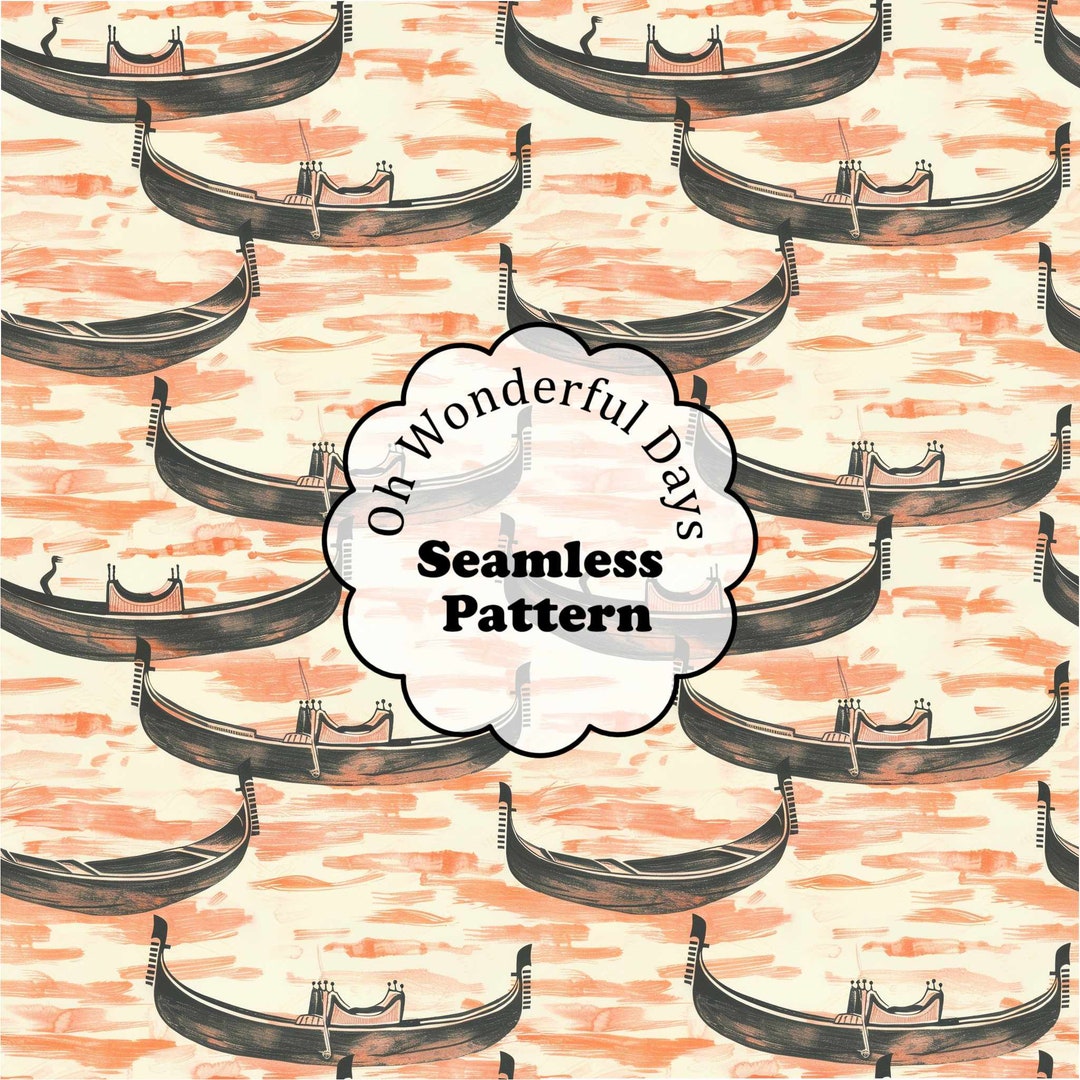 Italian Gondolas Seamless Pattern Digital Repeating Sublimation ...