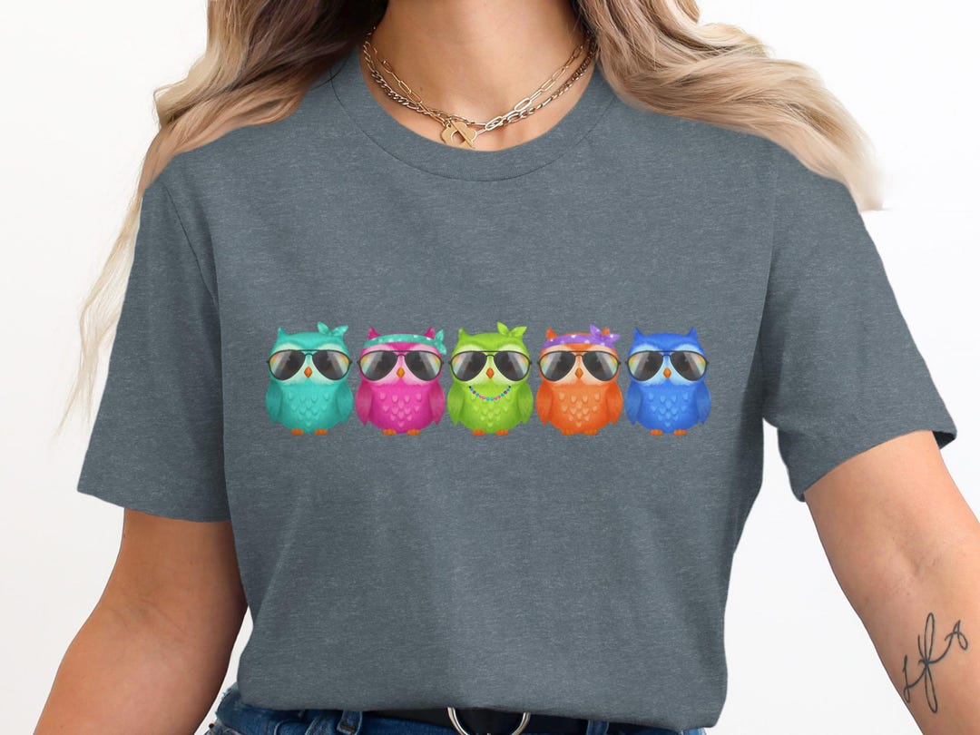 Cool Owl T-shirts, Colorful Owls, Fun T-shirts, Owl Lover Gift, Cute ...