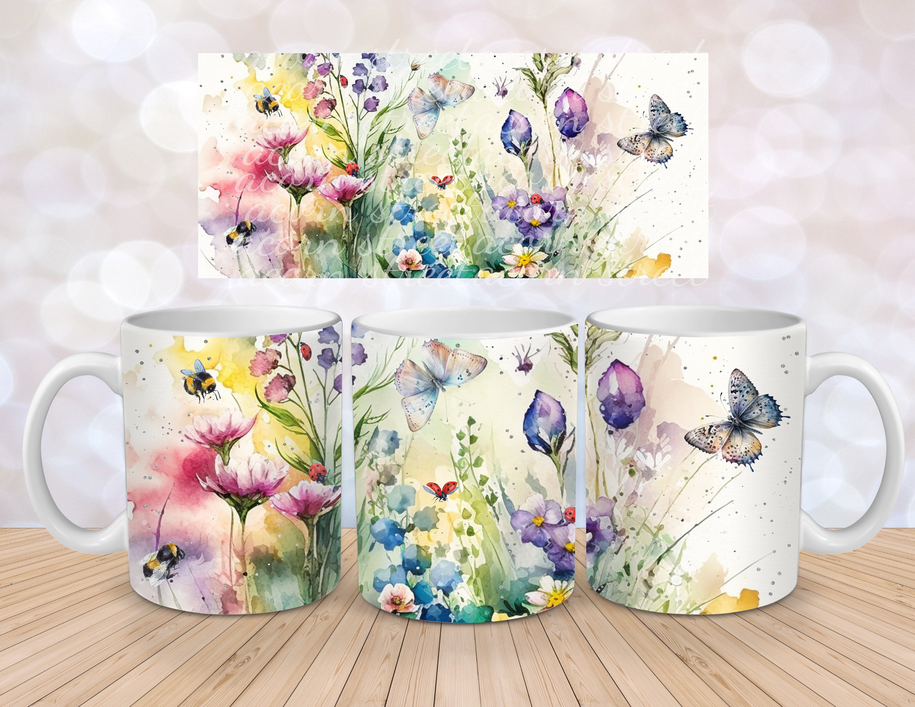 Wildflowers Spring Butterfly Bee Ladybug Flower Background - Etsy