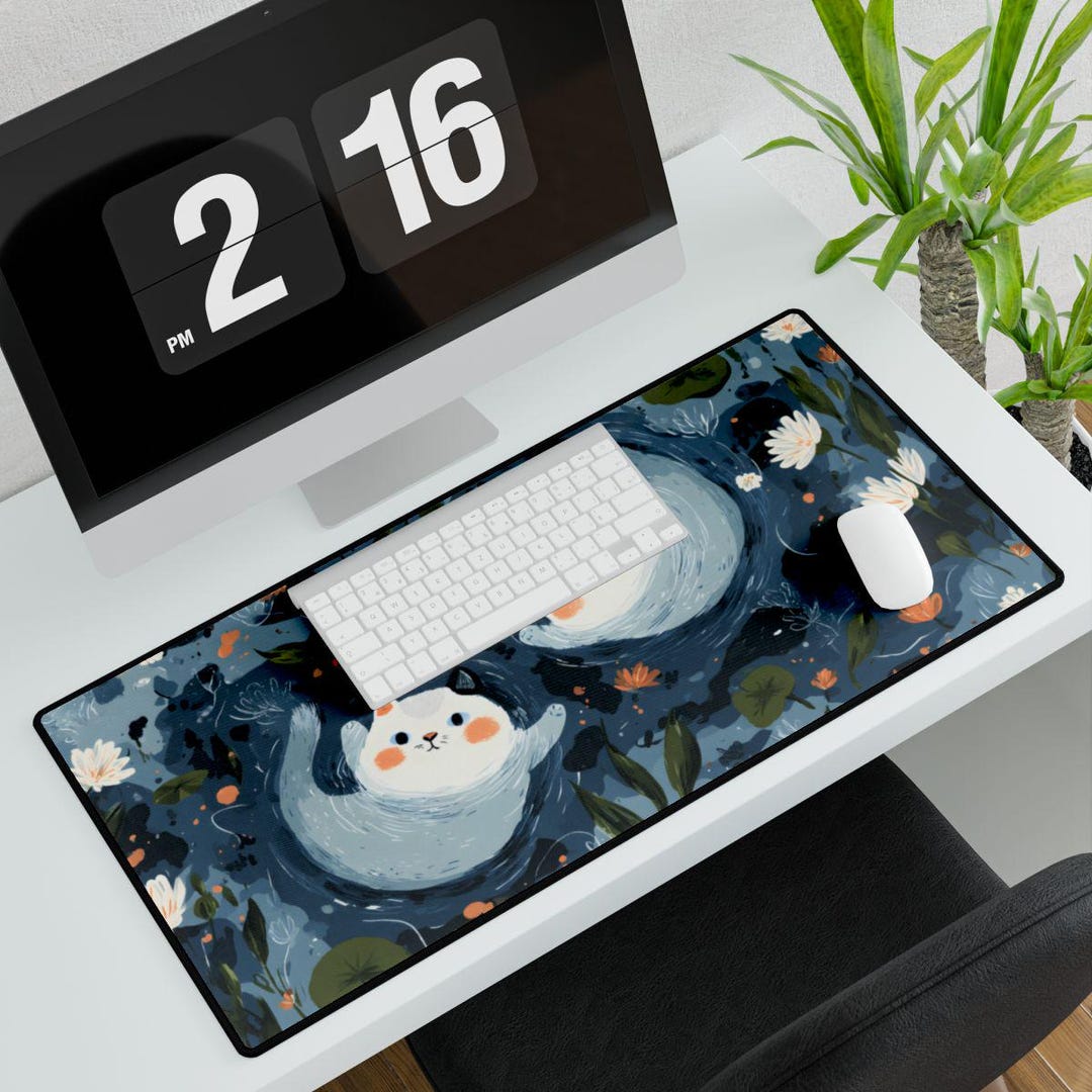 Cute Cats Desk Mat, Kawaii Desk Pad, Cat Lover Gift, Aesthetic Desk ...
