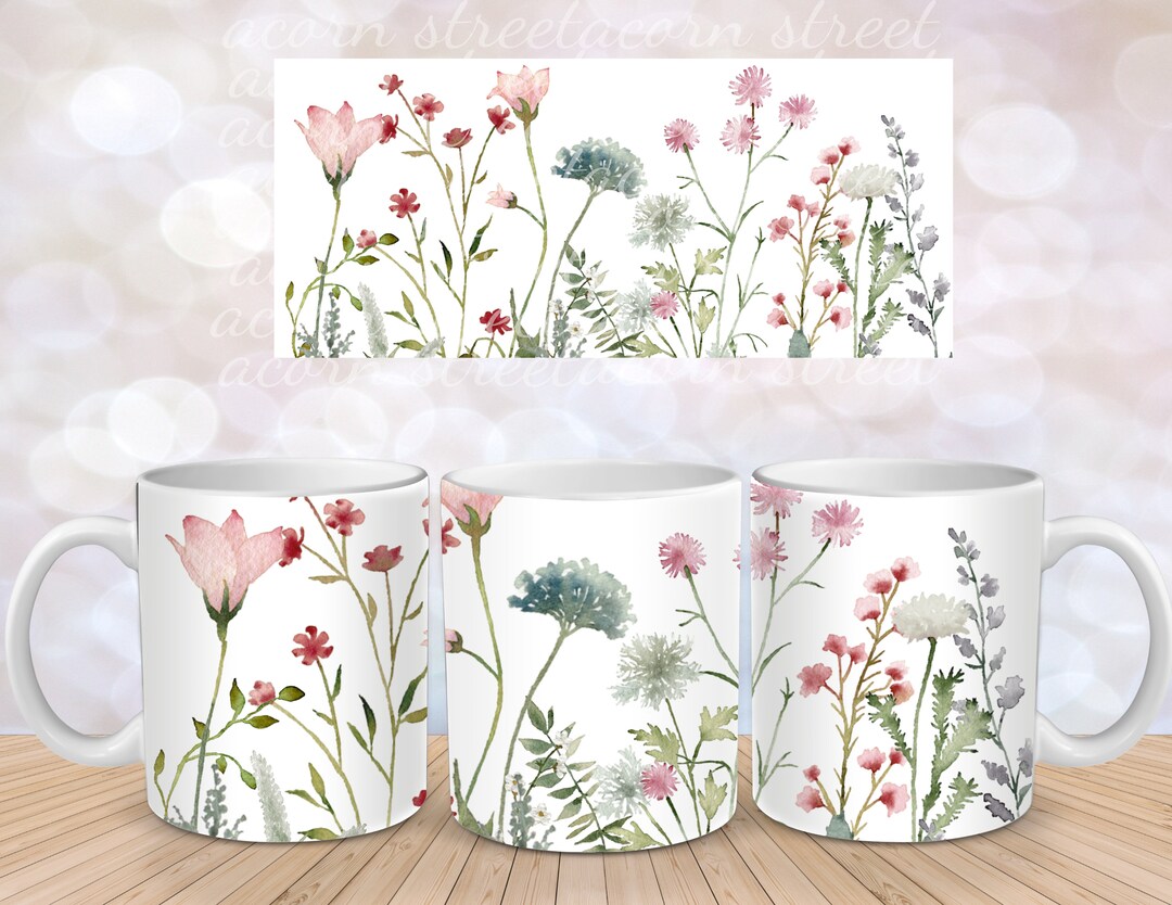 Wildflower Pink Blue Flower Sublimation Instant Digital Design Download ...