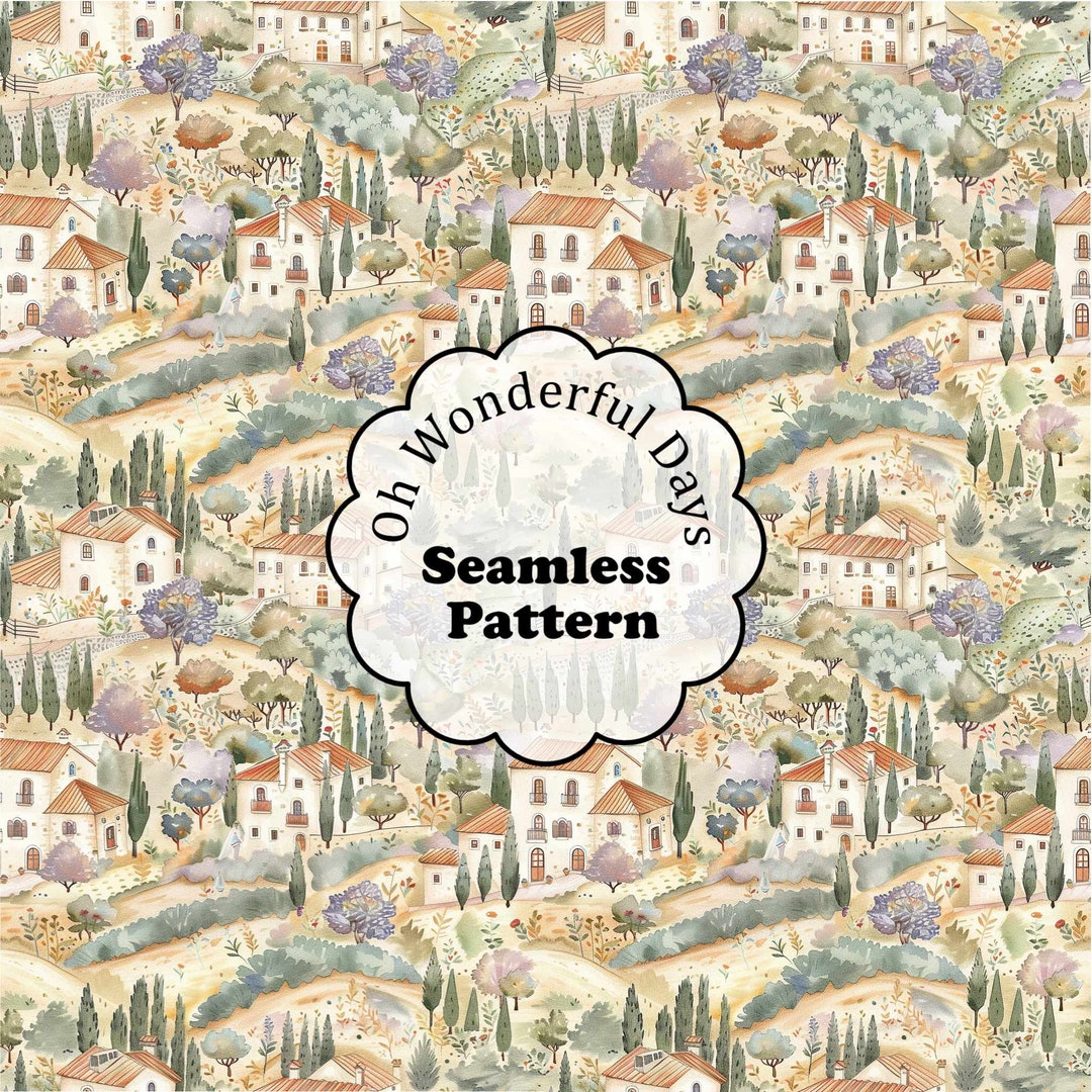 Tuscany Italy Trees Seamless Pattern Digital Repeating Sublimation ...