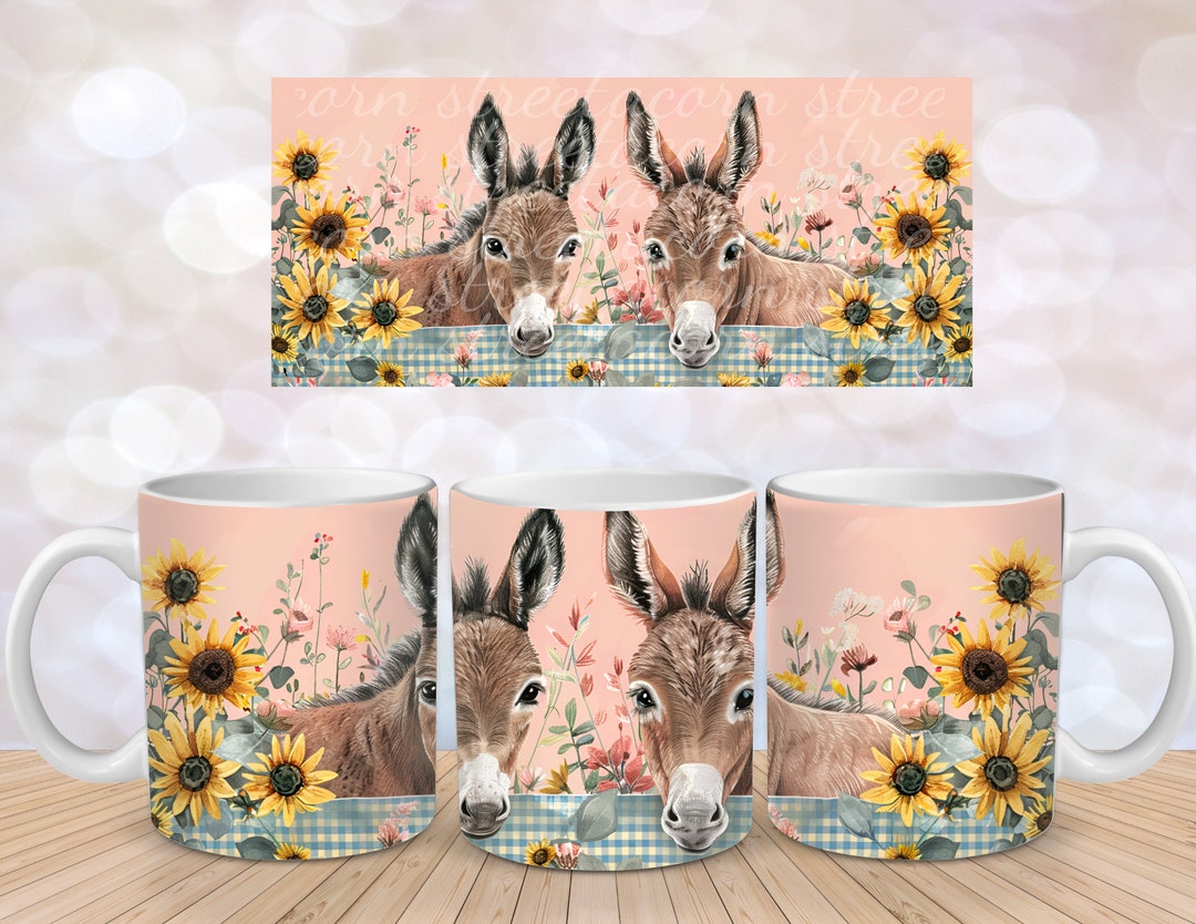 Donkey With Flower Sublimation Instant Digital Design Download 11 Oz 15 ...