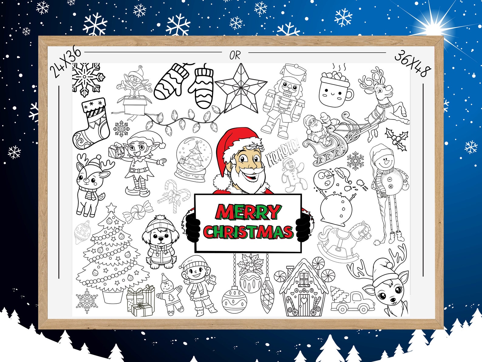 Giant Christmas Coloring Poster| Winter Art Activity| Christmas Fine ...
