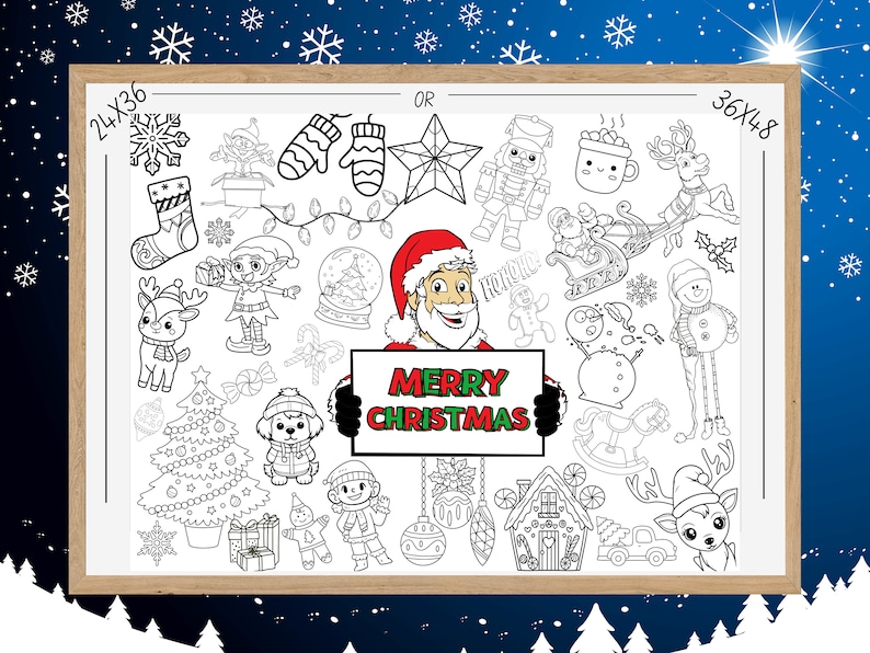 Giant Christmas Coloring Poster| Winter Art Activity| Christmas Fine ...