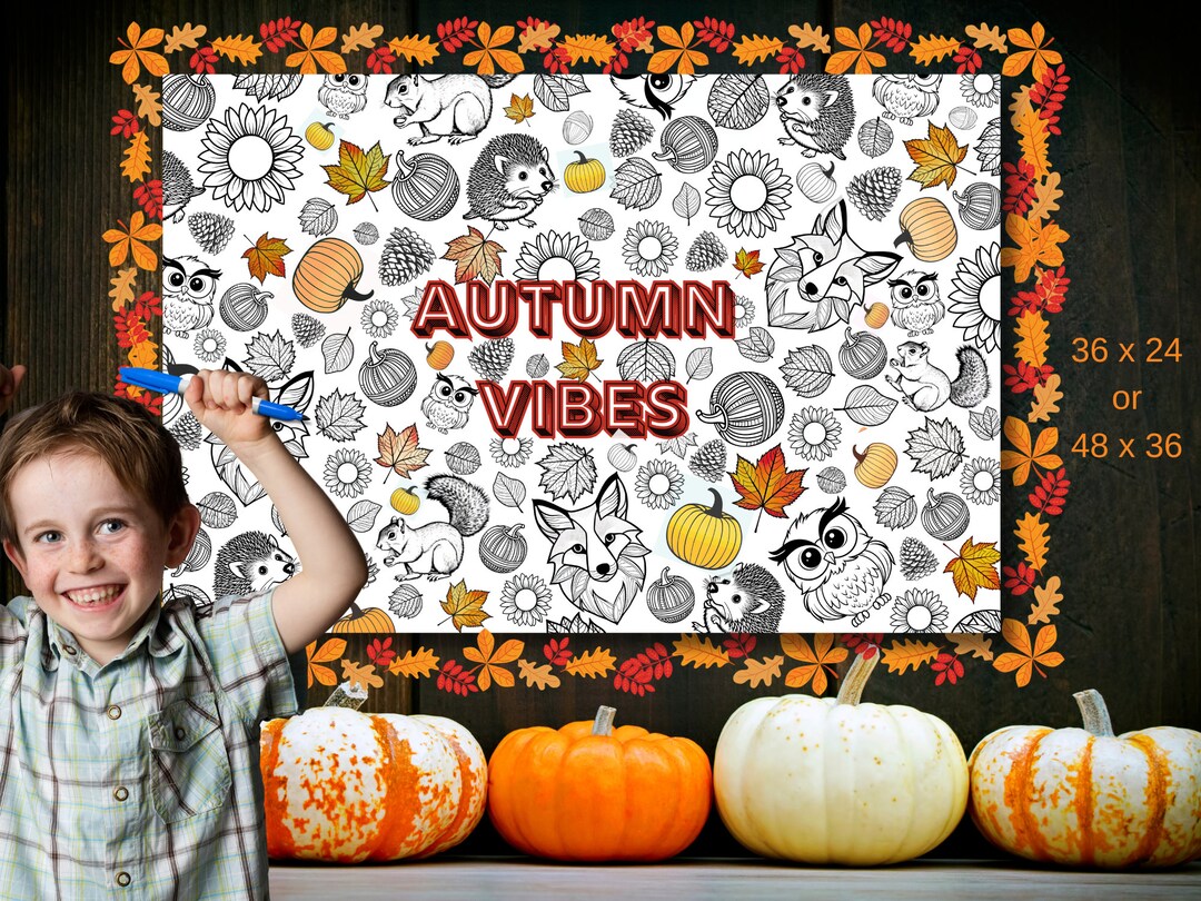 Autumn Coloring Poster Fall Activity XL Seasonal Coloring Poster ...