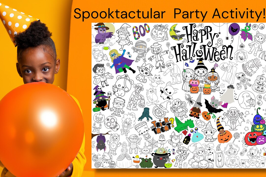 XL Halloween Coloring Poster | Halloween Party Decor | Halloween ...