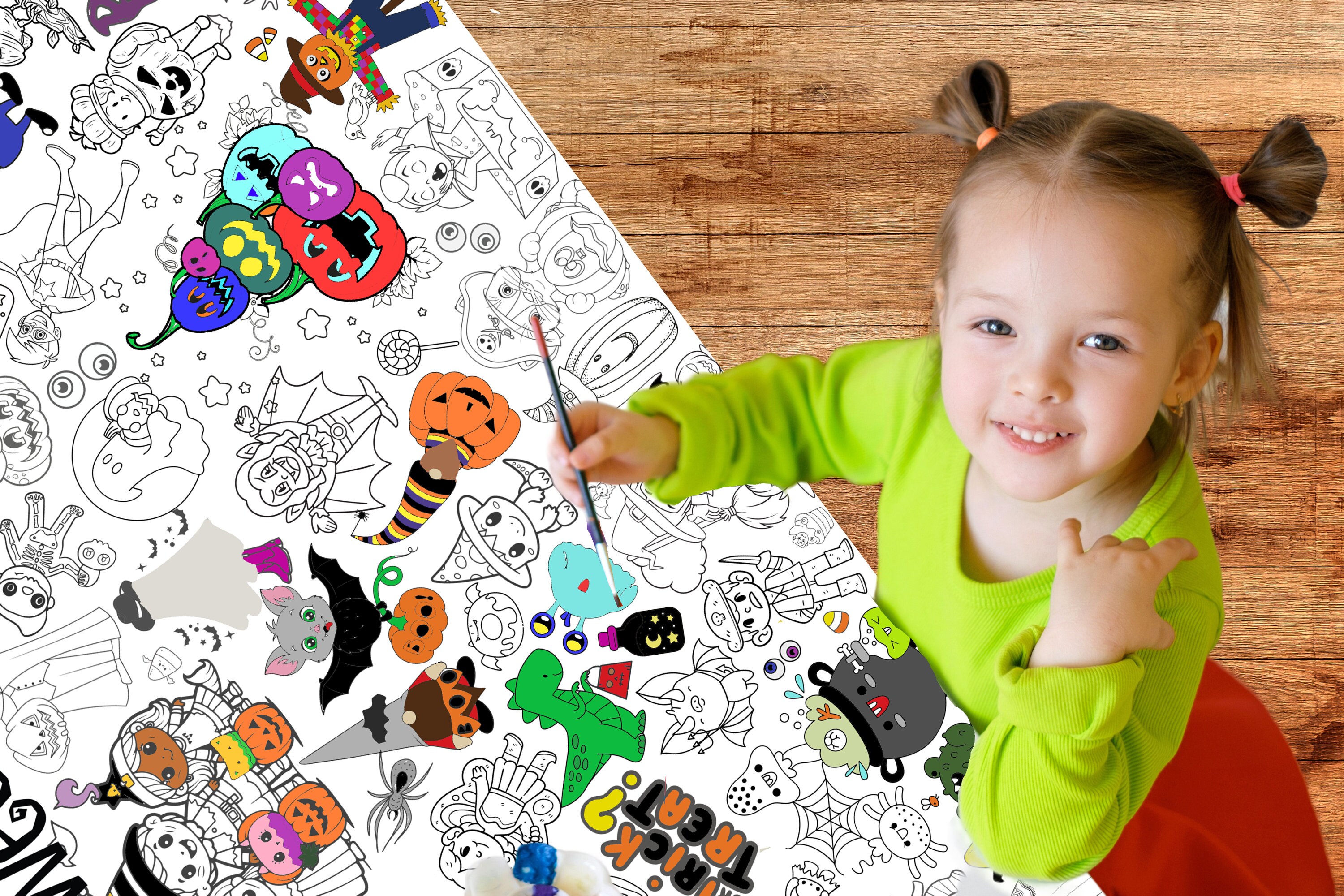 XL Halloween Coloring Poster | Halloween Party Decor | Halloween ...