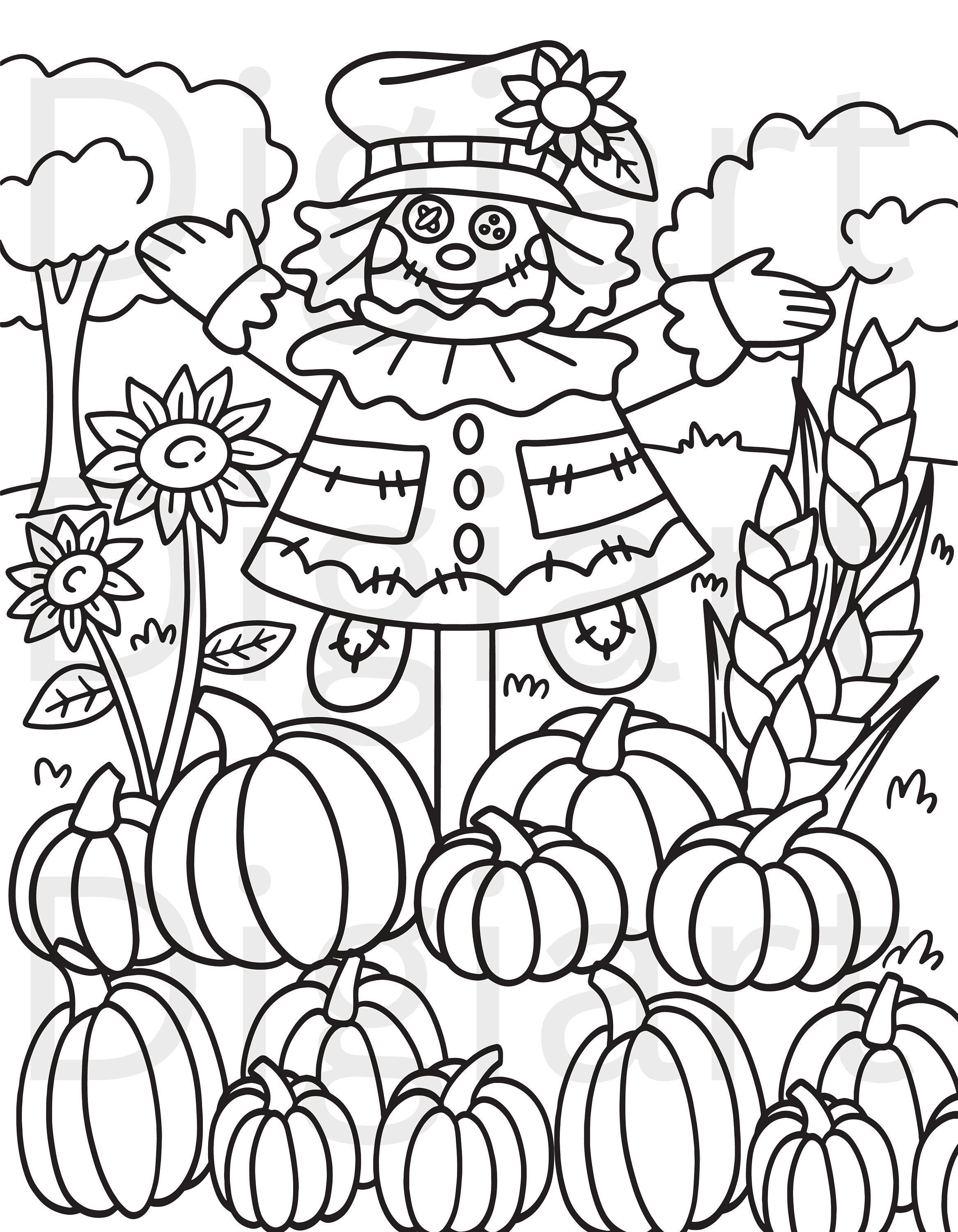 Scarecrow And Cornstalk Coloring Pages