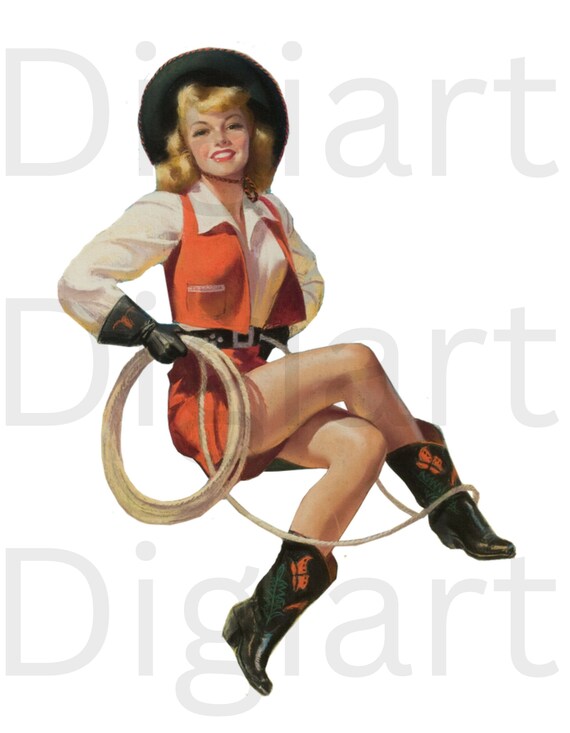 SVG File Cowgirl Retro Pin Up Cowboy Cricut Craft Vintage - Etsy