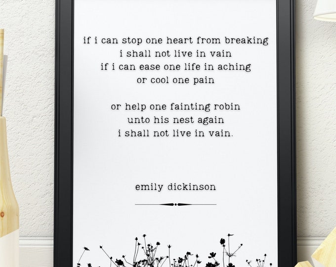 Emily Dickinson Poem Art, Inspirational Quote, Quote Print, Emily ...
