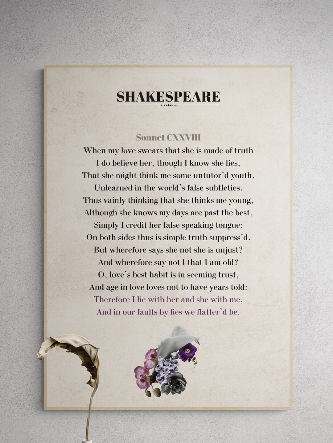 Sonnet CXXVIII by William Shakespeare With Incredible Flowers ...