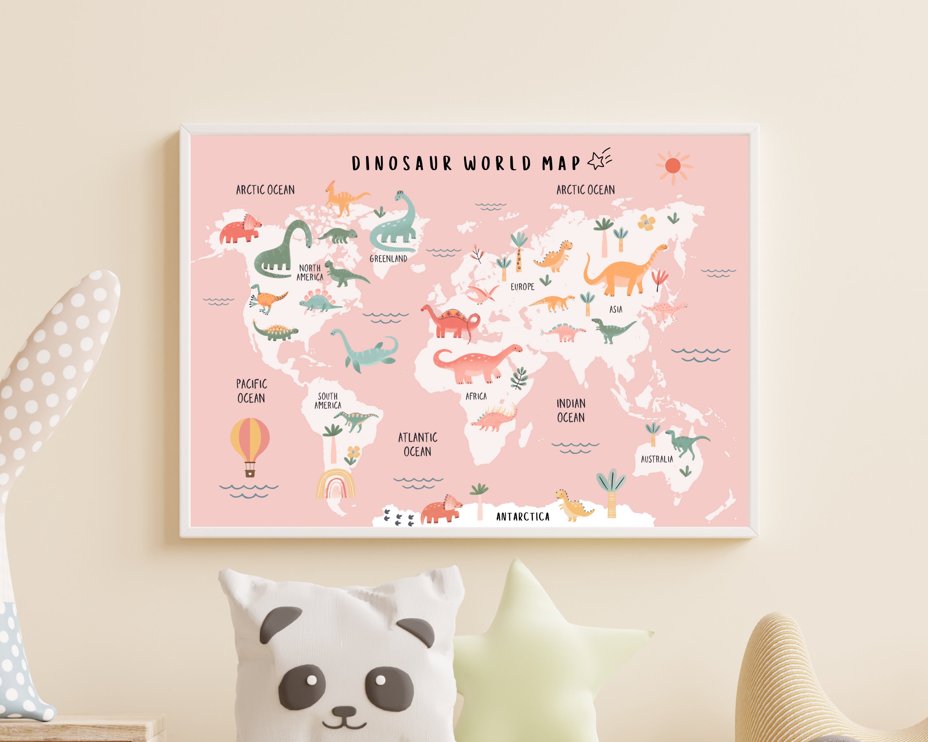 Dinosaur World Map Print Animal World Map Nursery Wall Art - Etsy UK