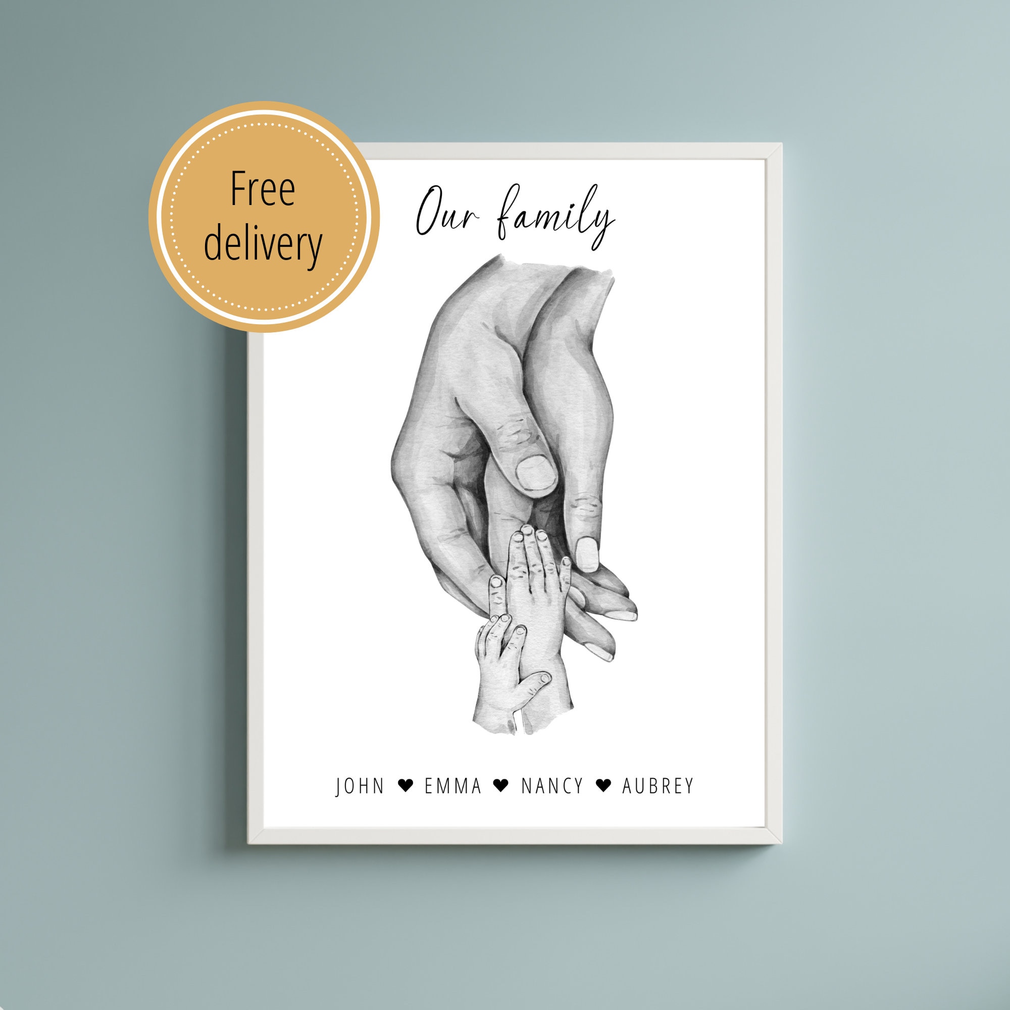 Family Holding Hands Print Personalised Family Hands Custom - Etsy UK