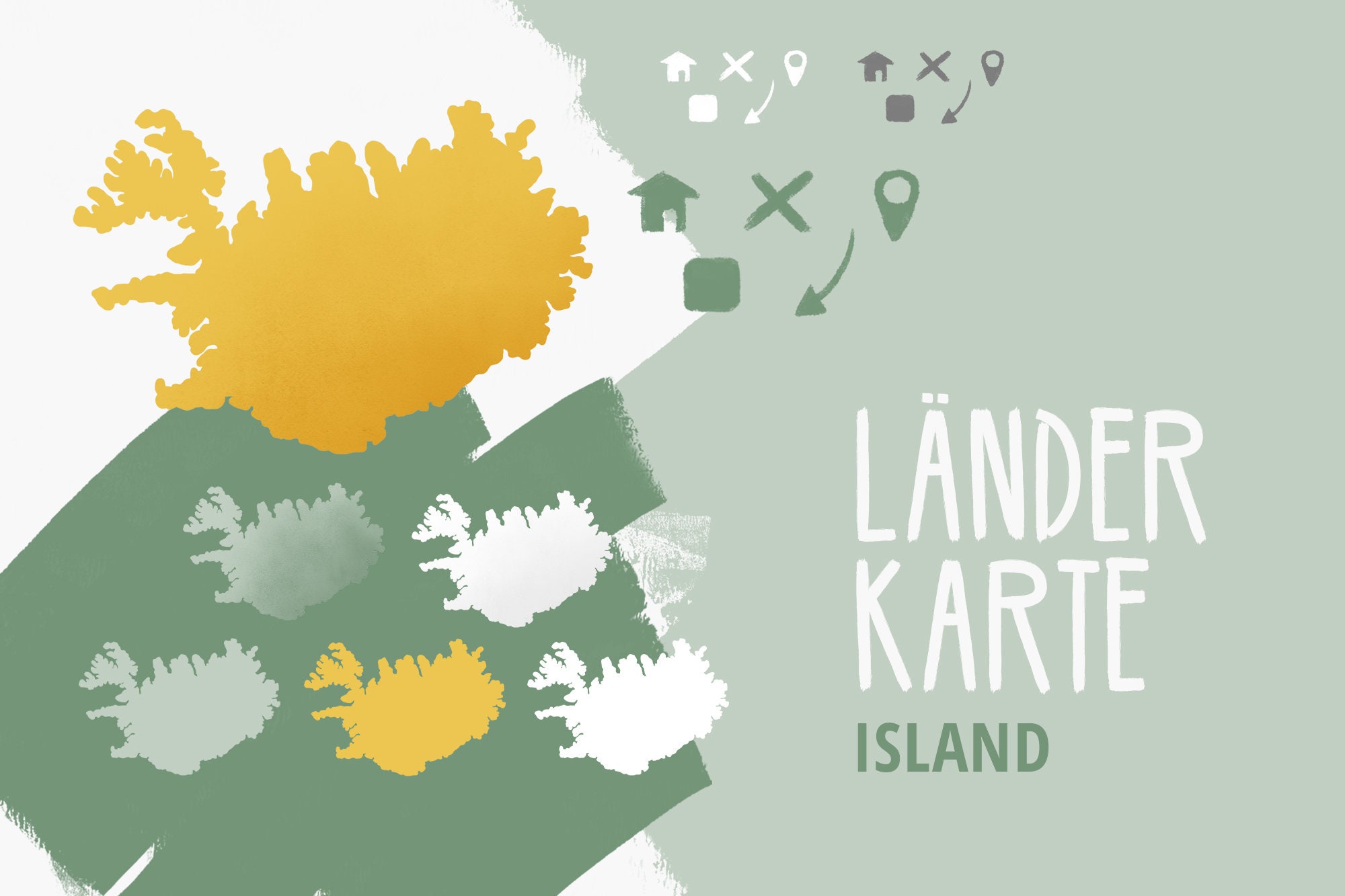 Iceland Map Icelandic Map Iceland Outline Map Iceland - Etsy