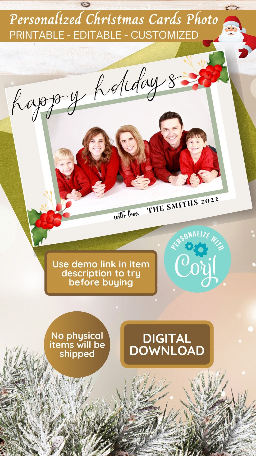 Printable PERSONALIZED CHRISTMAS CARD Photo Custom Christmas - Etsy