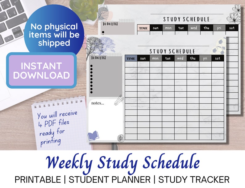 STUDY SCHEDULE | Study Tracker | Instant Download - Etsy