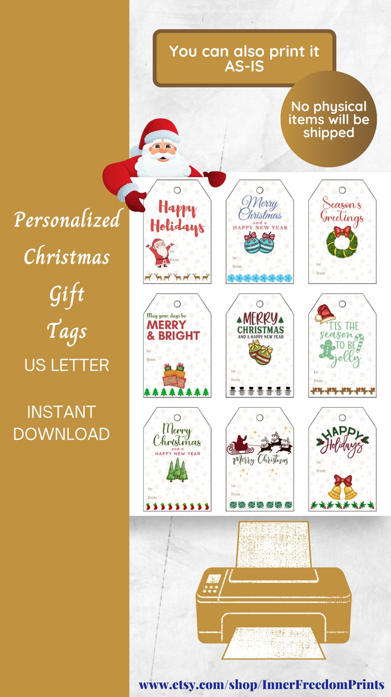 CHRISTMAS HANG TAGS Personalized Gift Tags Editable Christmas Tags - Etsy