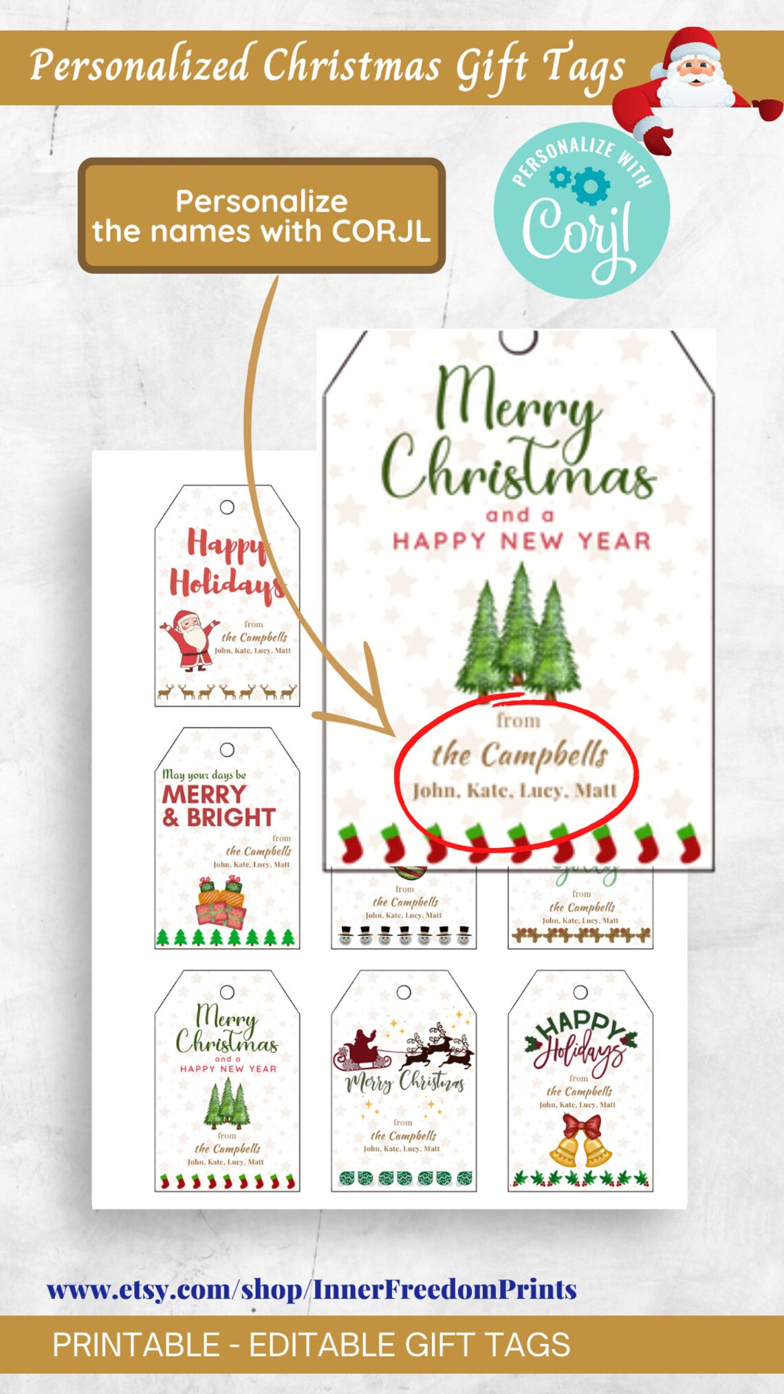 CHRISTMAS HANG TAGS Personalized Gift Tags Editable Christmas Tags - Etsy
