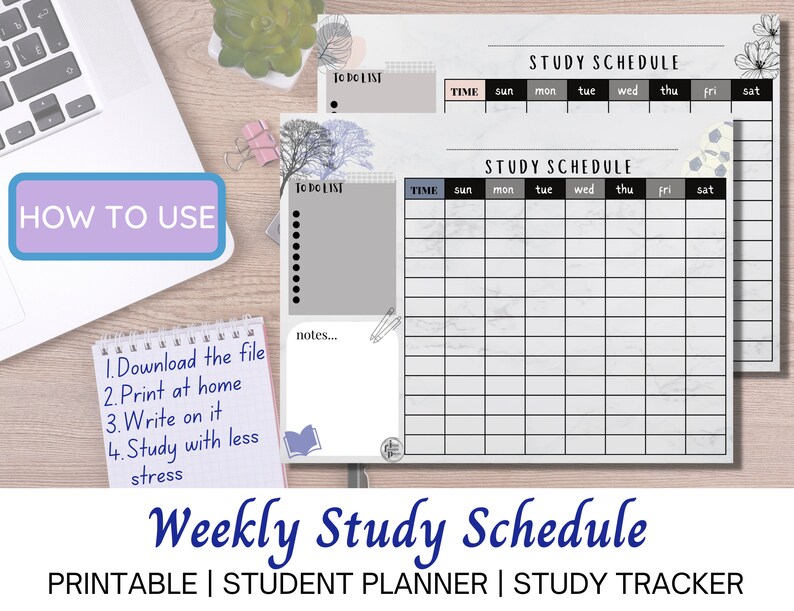 STUDY SCHEDULE | Study Tracker | Instant Download - Etsy