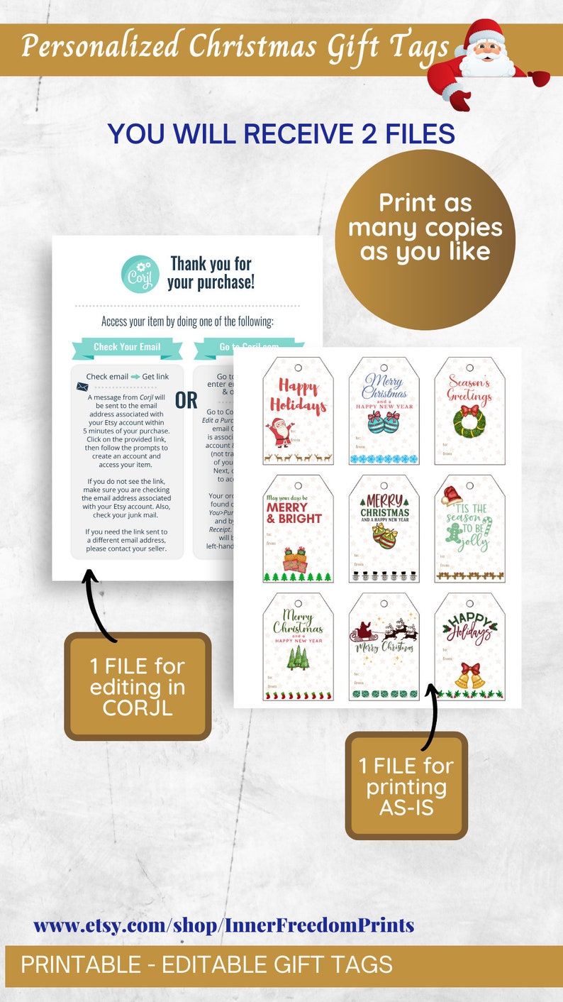 CHRISTMAS HANG TAGS Personalized Gift Tags Editable Christmas Tags - Etsy