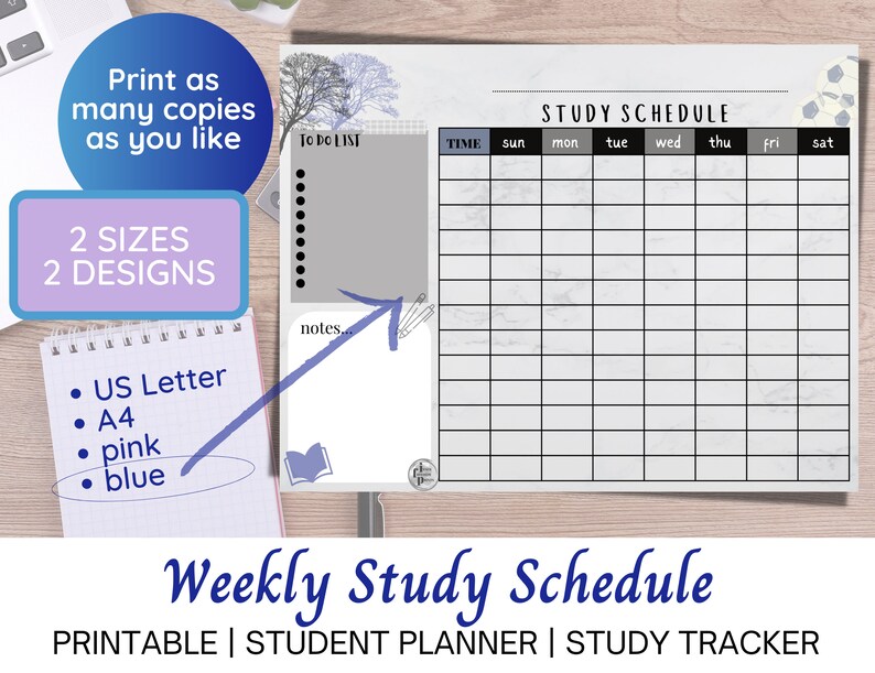 STUDY SCHEDULE | Study Tracker | Instant Download - Etsy