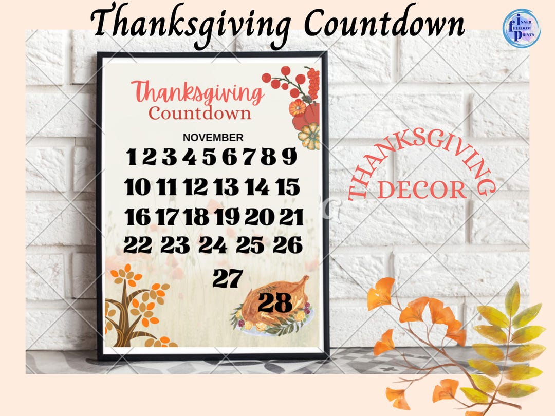 THANKSGIVING COUNTDOWN CALENDAR | Wall Art | Thanskgiving Activities ...
