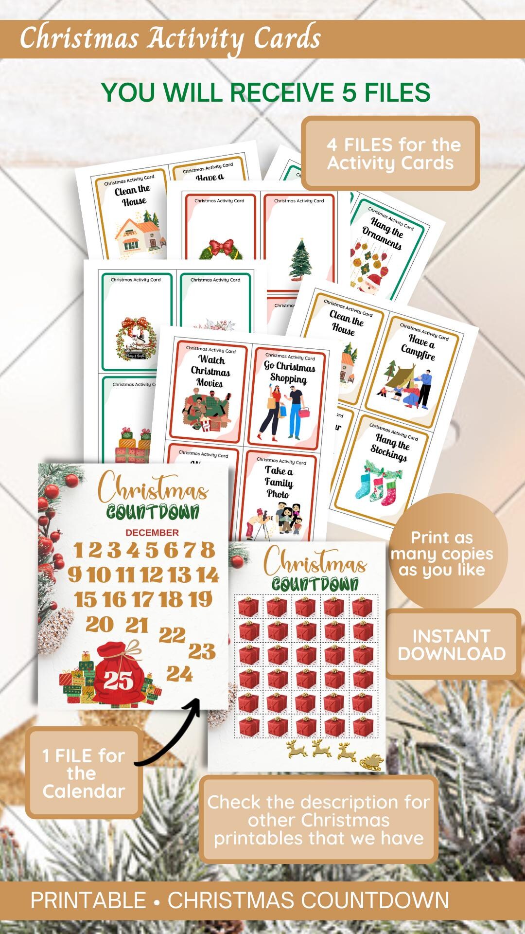CHRISTMAS COUNTDOWN BUNDLE | Calendar With Christmas Activity Cards ...