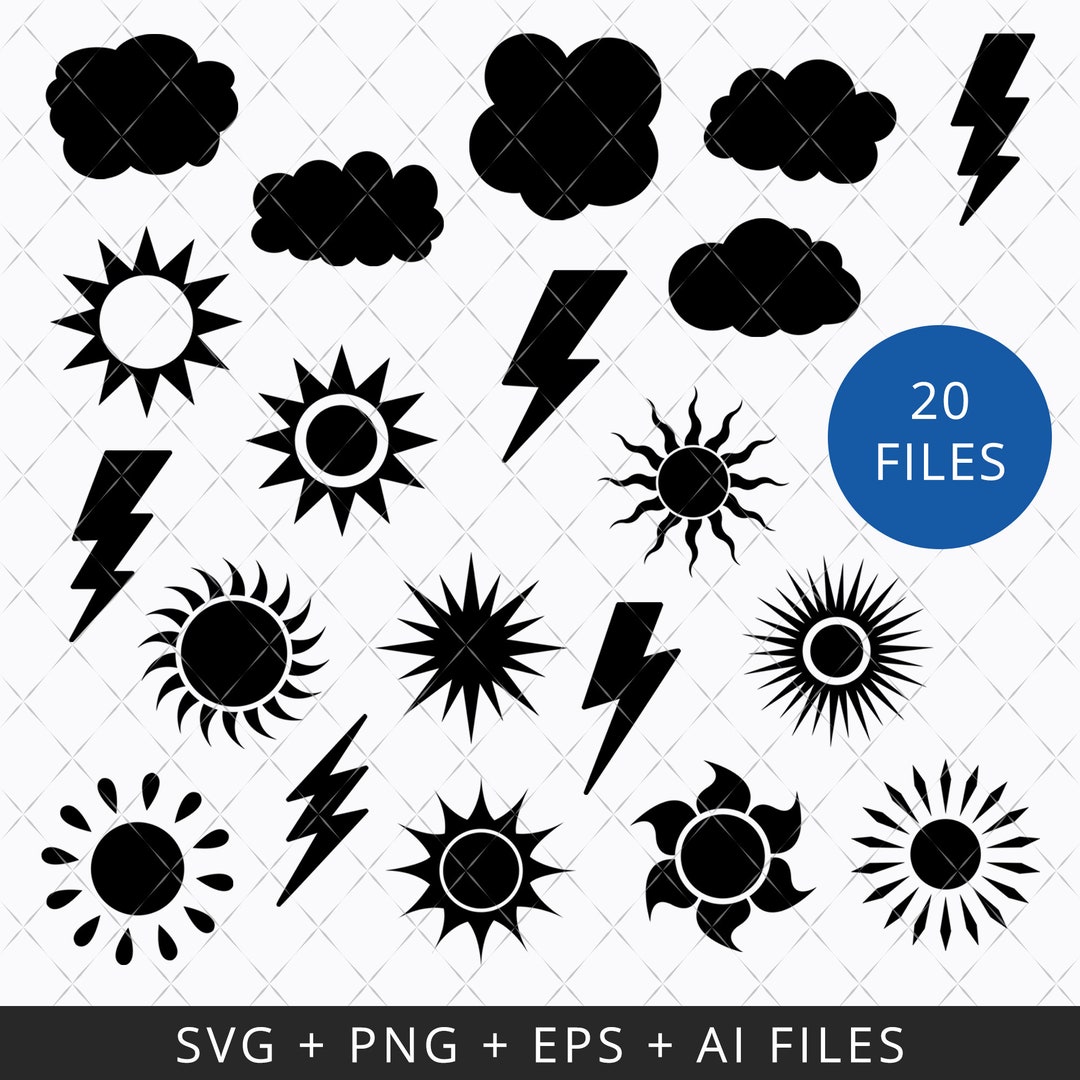 Clouds SVG Cut File, Sun SVG, Lighting SVG, Cameo Cut File, Cricut Cut ...