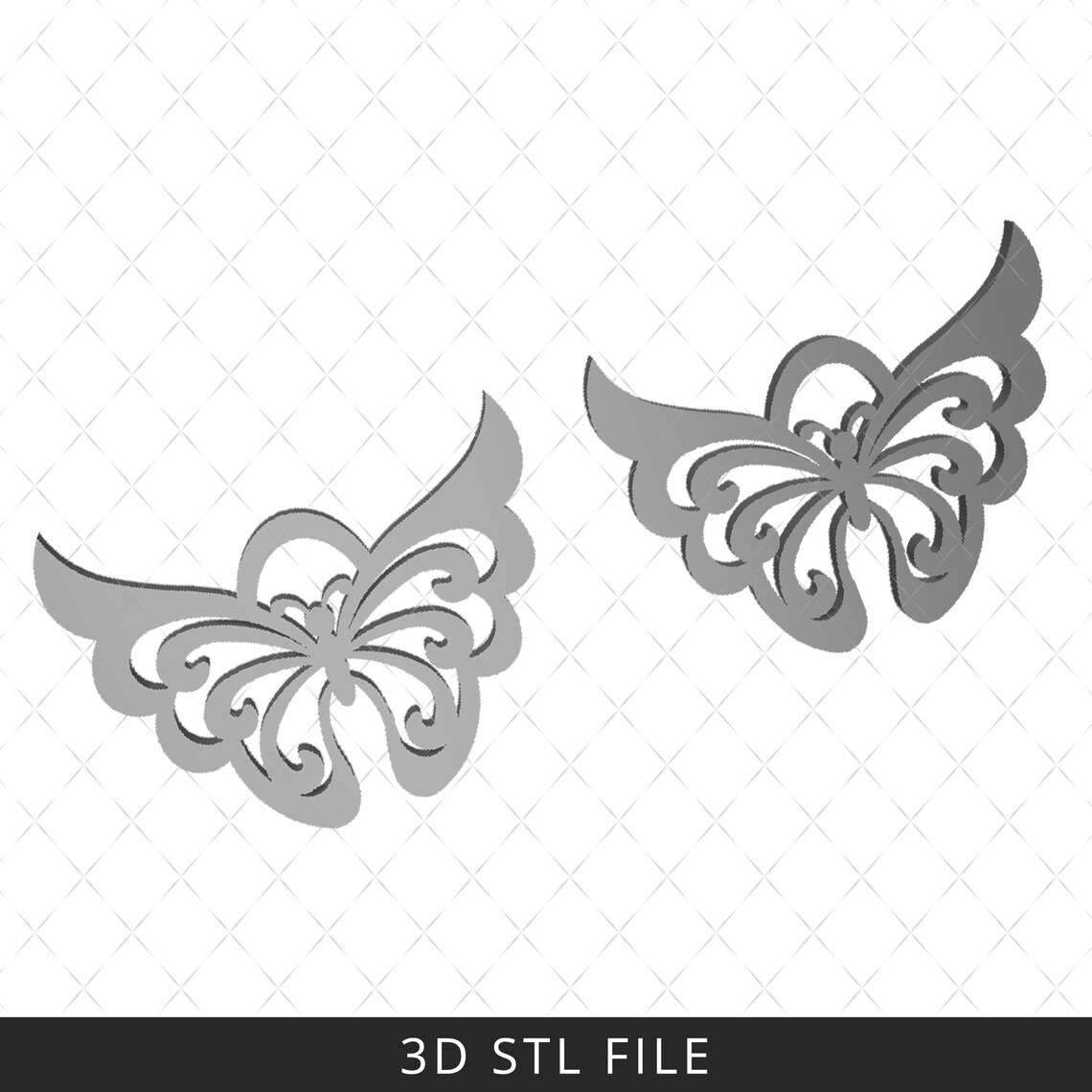 Butterfly Earrings, STL File, 3D Printable Model, STL File for 3D ...