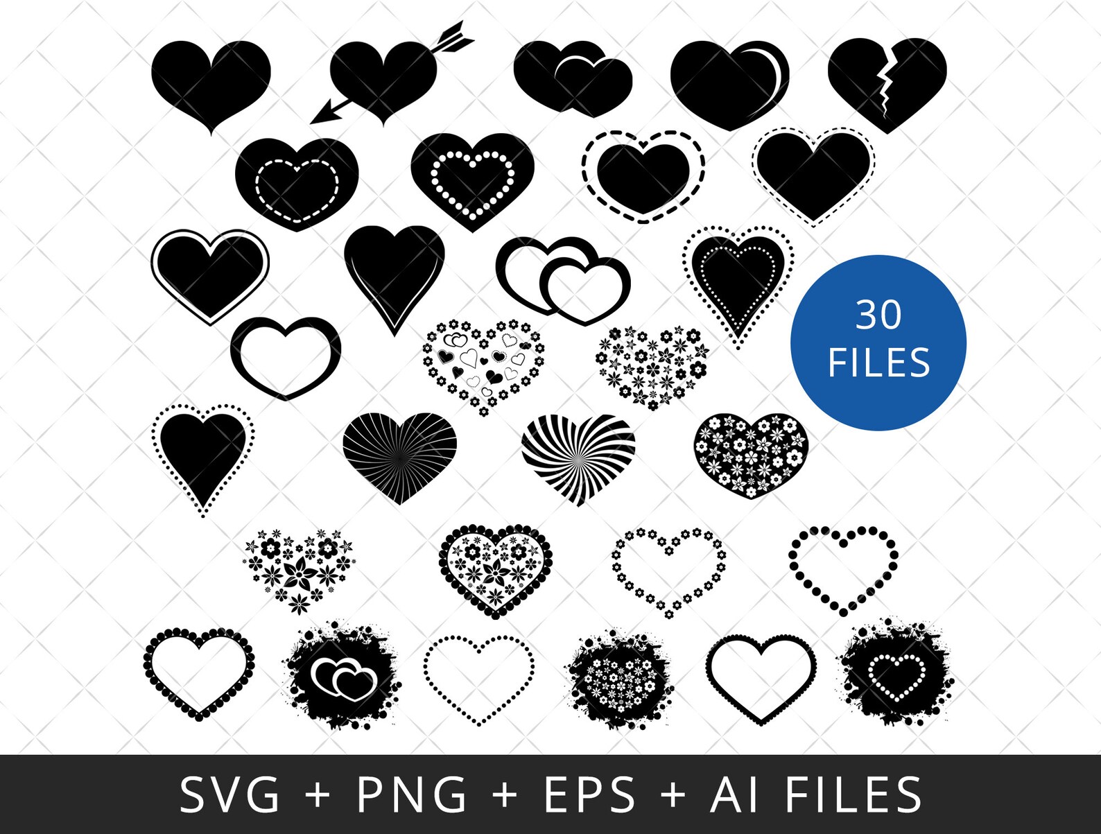 Hearts SVG Cut File Heart SVG Cameo Cut File Cricut Cut - Etsy