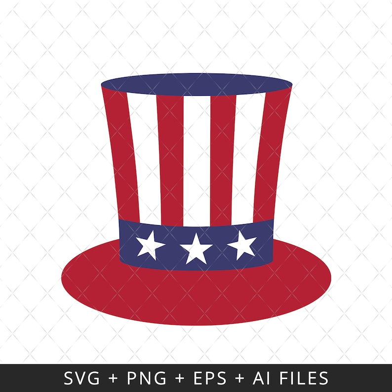 USA 4th of July Hat SVG Cut File, American Hat SVG, Uncle Sam Top Hat ...