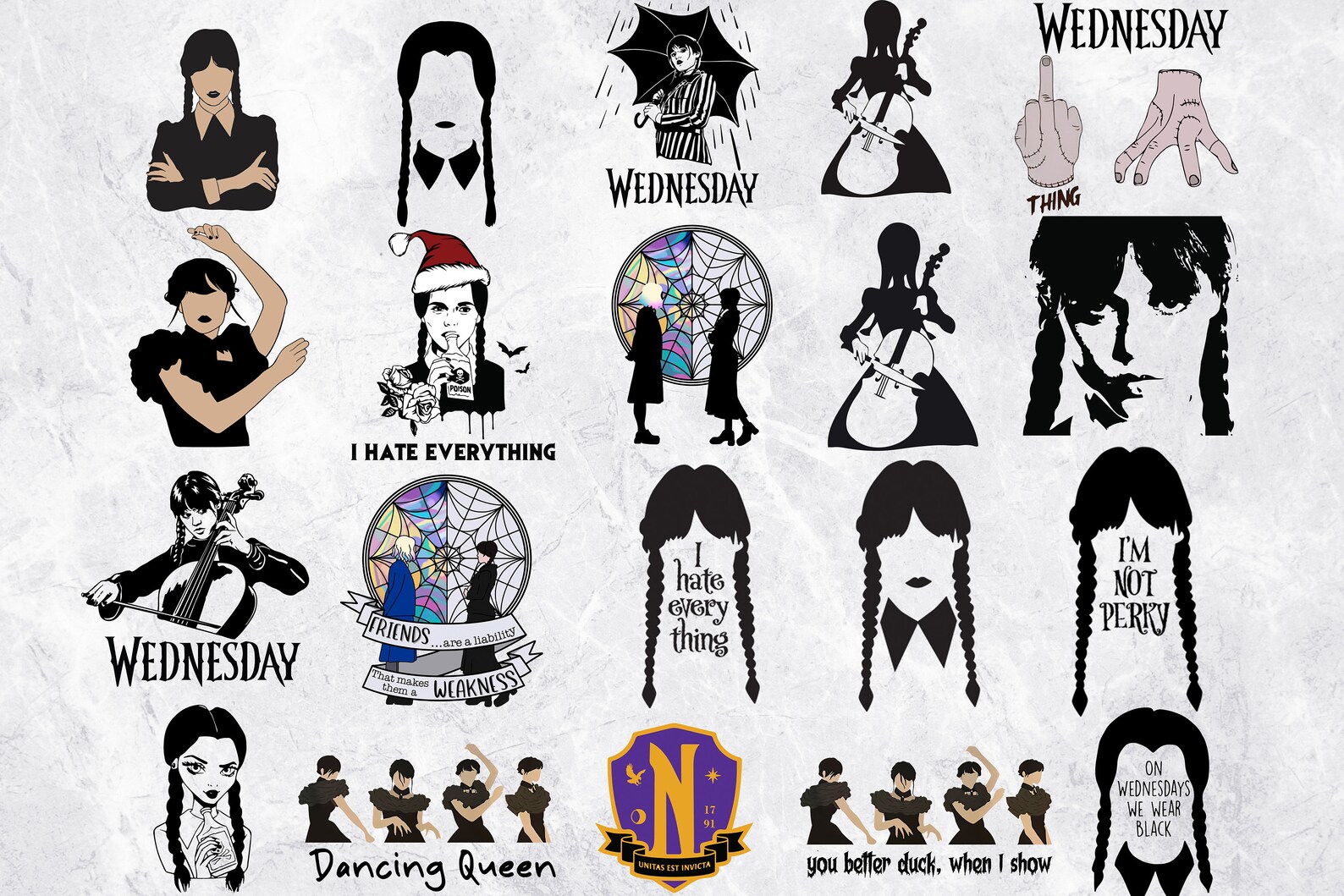 Wednesday Addams Svg Bundle Thing Svg Jenna Ortega Addams Etsy