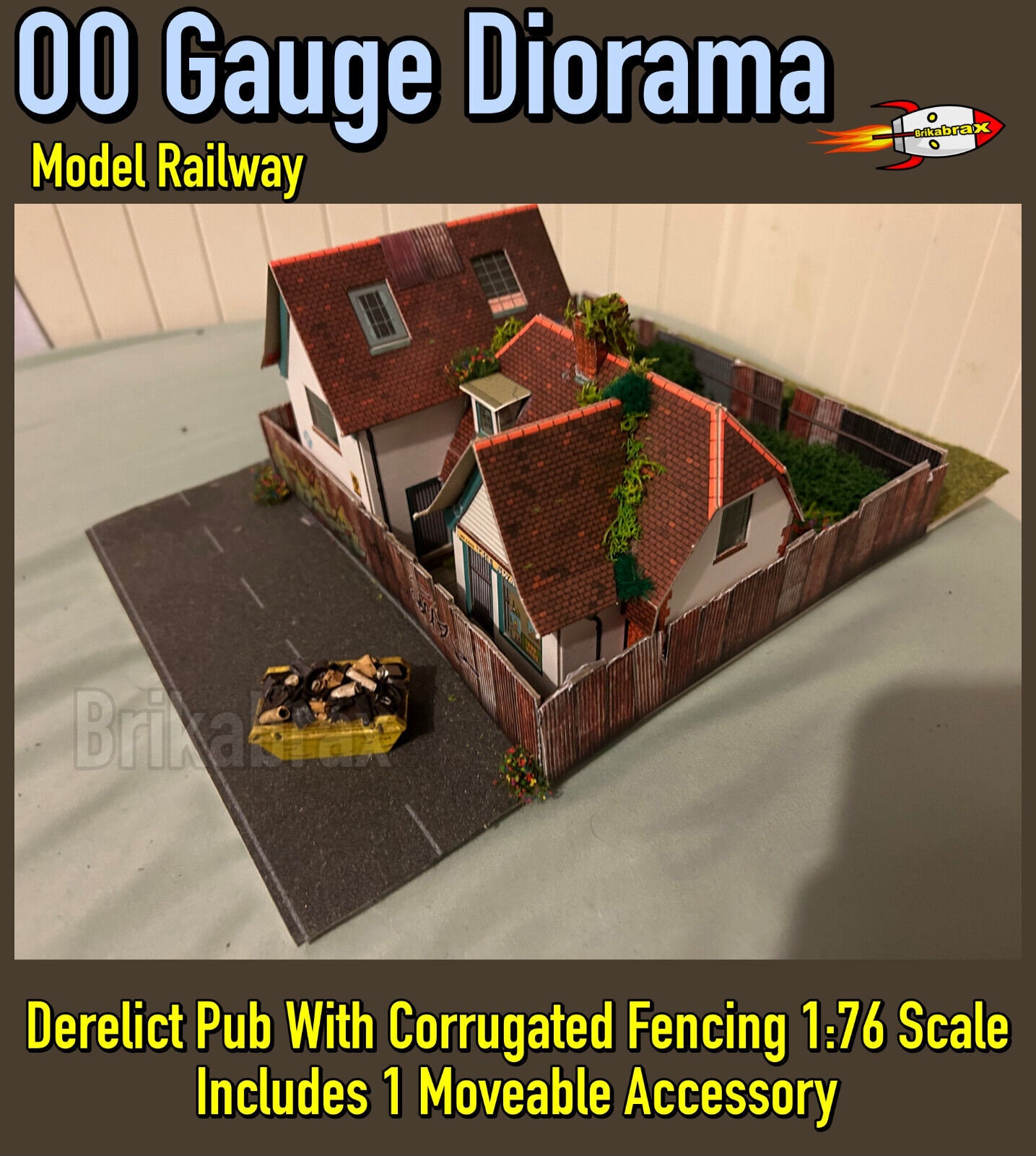 Model Railway 00 Gauge Diorama Derelict British Pub With Corrugated ...