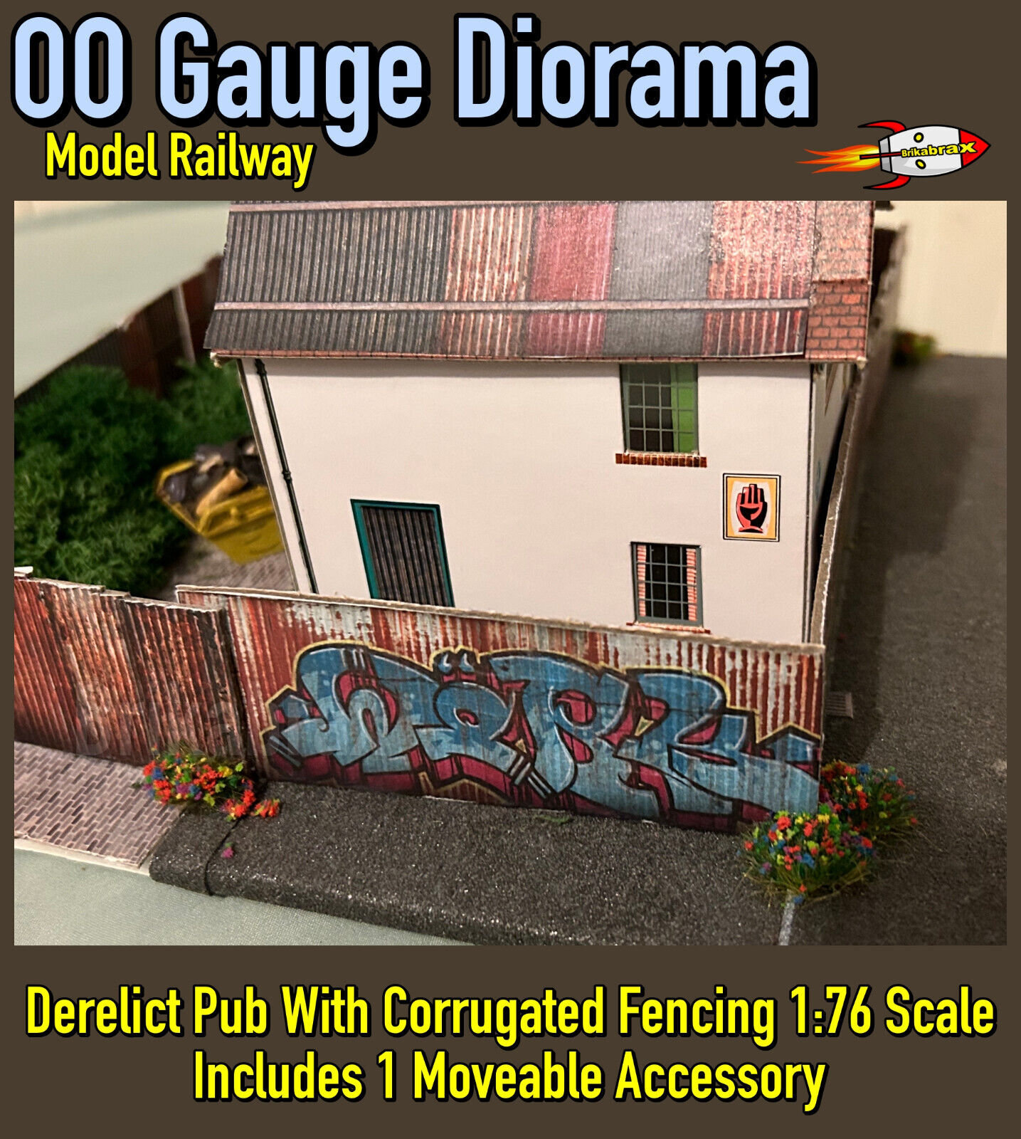 Model Railway 00 Gauge Diorama Derelict British Pub With Corrugated ...