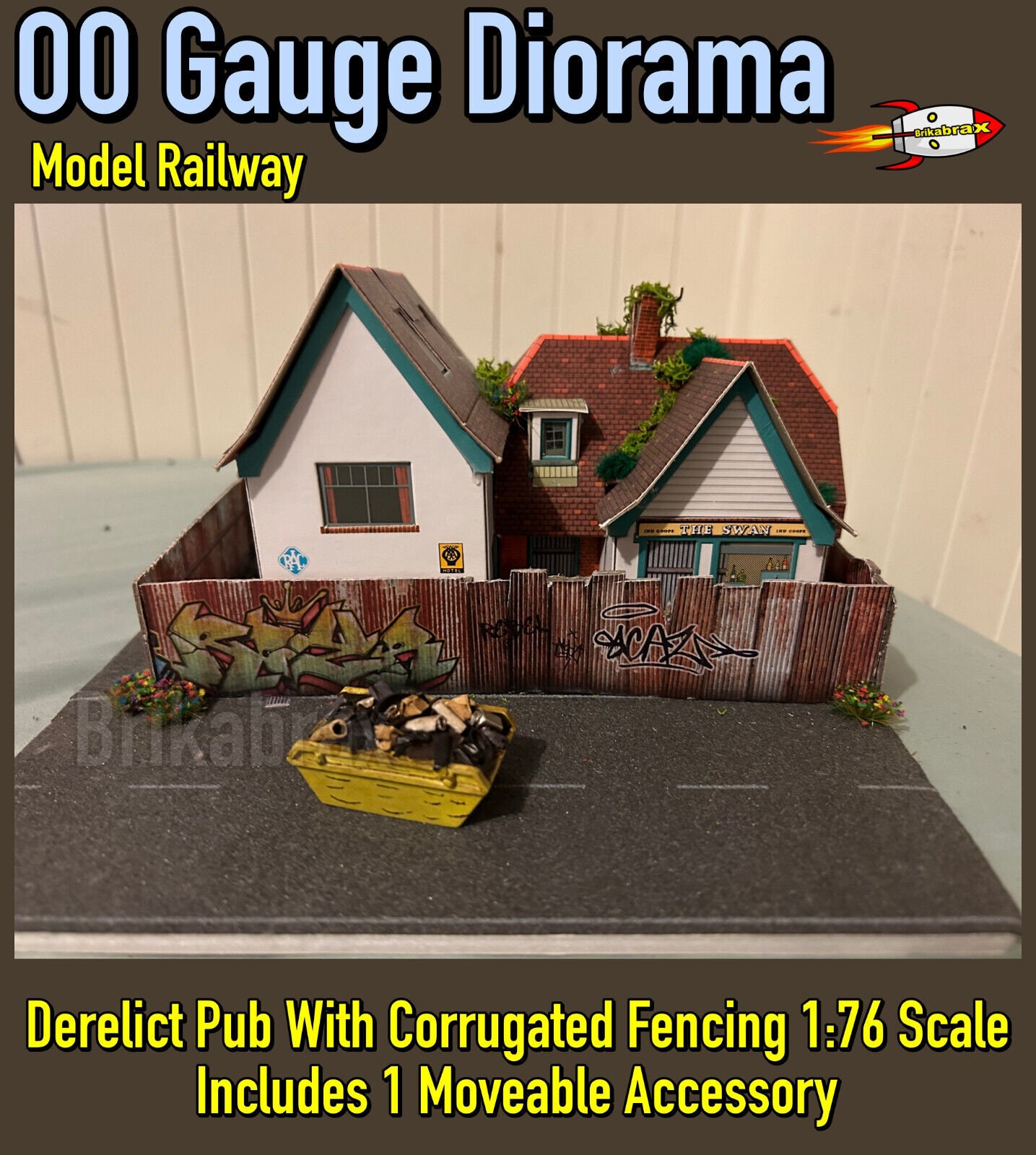 Model Railway 00 Gauge Diorama Derelict British Pub With Corrugated ...