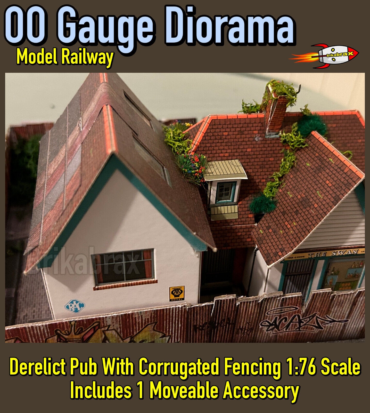 Model Railway 00 Gauge Diorama Derelict British Pub With Corrugated ...