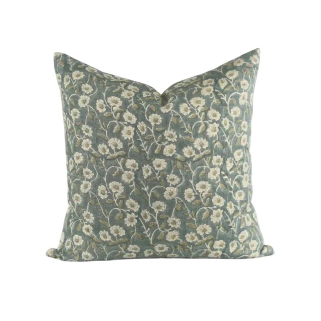 Hand Block Print Pillow Cover, Mixed Floral Motif Cushion, Bohemian ...