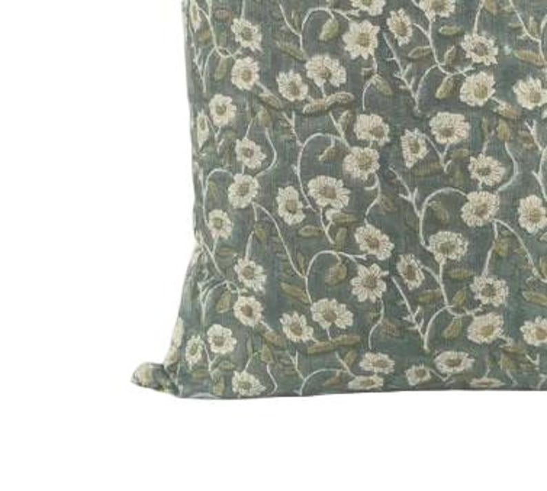 Hand Block Print Pillow Cover, Mixed Floral Motif Cushion, Bohemian ...