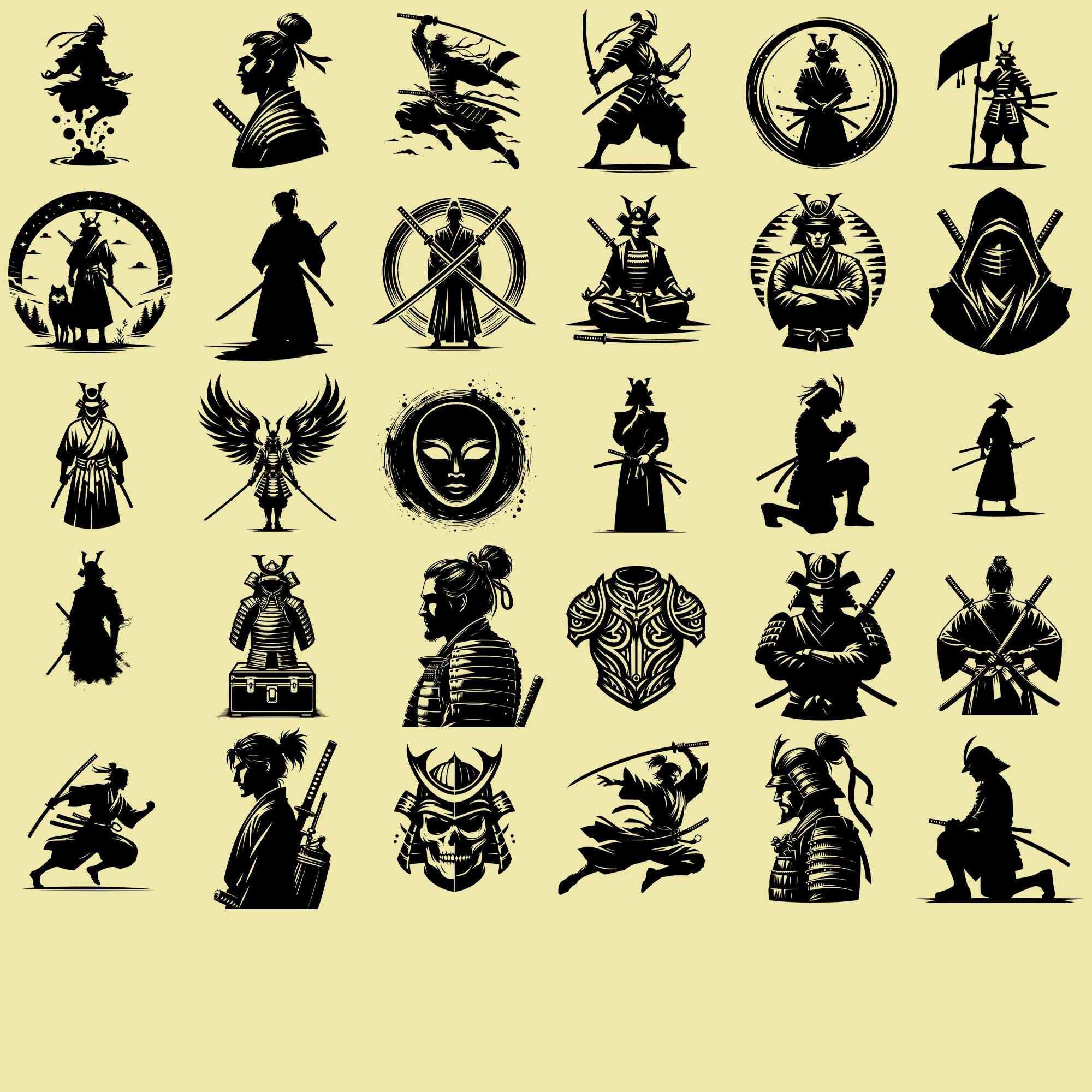 Samurai Svg Bundle, Samurai Warrior Cut File, Samurai Vector, Samurai ...